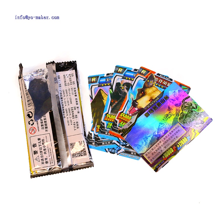 Custom foil bag trading card booster pack printing